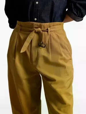 Polo Ralph Lauren Cotton-linen Blend Pleated Trousers With Belt