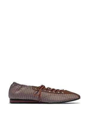 Bernardo Billie Check-pattern Lace-up Flats - Brown