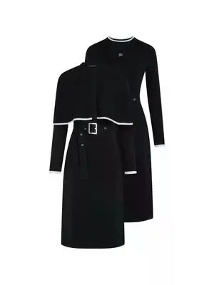 Karl Lagerfeld Transformable Cape Dress With Buckled Belt