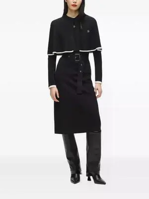 Karl Lagerfeld Transformable Cape Dress With Buckled Belt - Black