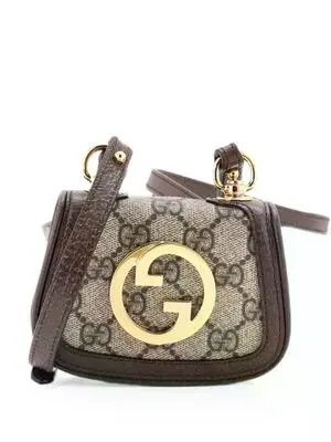 Gucci Blondie Nm Card Case Wallet With Strap Gg Coated Canvas Crossbody Bag - Brown