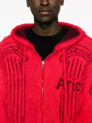 Aries Column-print Zip-fastening Hoodie