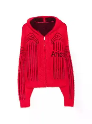 Aries Column-print Zip-fastening Hoodie