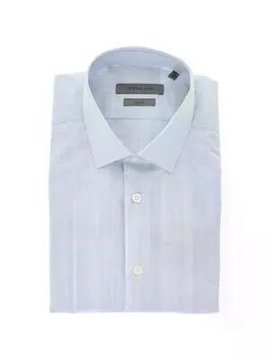 Corneliani Striped French-collar Shirt Blue