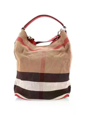 Burberry Ashby House Check Canvas Medium Bucket Bag - Brown