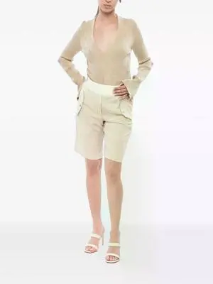 Helmut Lang Beige Silk Elasticated Waistband Shorts