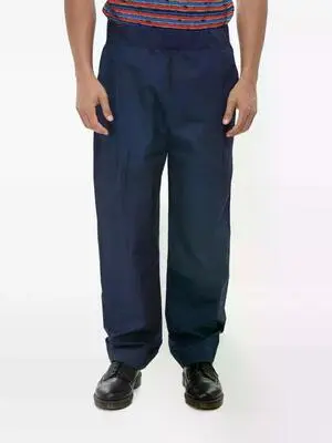 LANEUS Pleated Elasticated-waistband Trousers - Blue