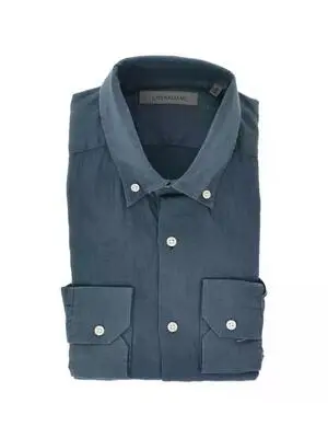 Corneliani Button-down Linen Shirt - Blue