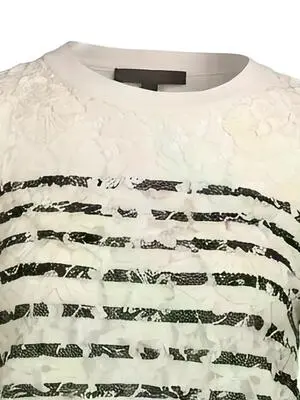 Valentino Garavani Lace-overlay Striped Sweater
