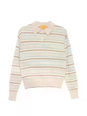 Guest In Residence Collegiate Stripe-pattern Polo Sweater - Neutrals