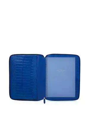 Smythson 2026-2027 Panama Croc-effect Leather Weekly Diary - Blue