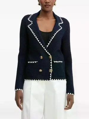 Luisa Spagnoli Cosmica Crochet-trim Double-breasted Cardigan - Blue