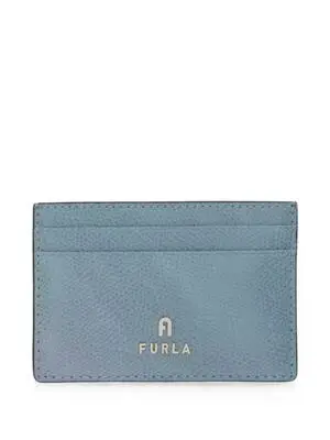 Furla Logo-plaque Grained Leather Card Holder - Blue