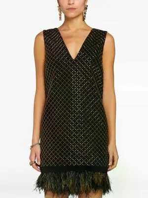Roberto Cavalli Feather-trim Mini Dress