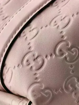 Gucci Gg Emblem Gg Embossed Leather Small Bucket Bag