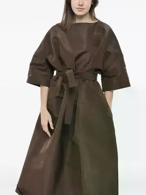 SUPER BLOND Belted Silk Midi Dress