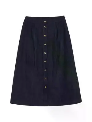 Chinti & Parker Midi Button-front A-line Skirt - Blue
