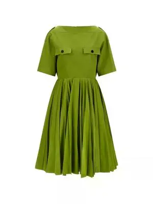 Prada Chino Dress With Boat Neck And Flared Hem
