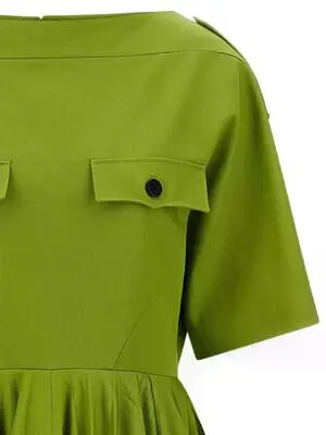 Prada Chino Dress With Boat Neck And Flared Hem