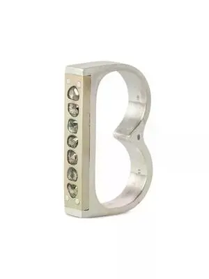 PARTS OF FOUR Sterling And Brown Diamond Double Finger Ring