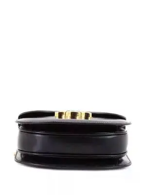 Celine Triomphe Besace Clea Chain Flap Bag In Leather - Black