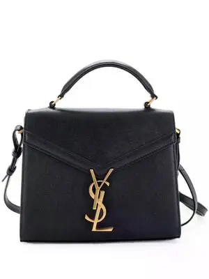 Saint Laurent Cassandra Top Handle Bag Leather Mini Shoulder Bag - Black