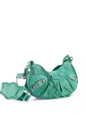Balenciaga Le Cagole Giant Studs Shoulder Bag Leather Xs Hobo Bag - Green