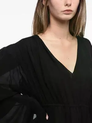 Wardrobe.NYC Gathered V-neck Asymmetric Mini Dress