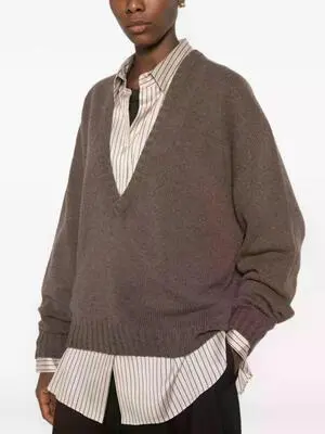 ALYSI V-neck Ribbed-trim Sweater