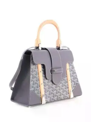 Goyard Saigon Top Handle Bag In Coated Canvas And Leather - Grey