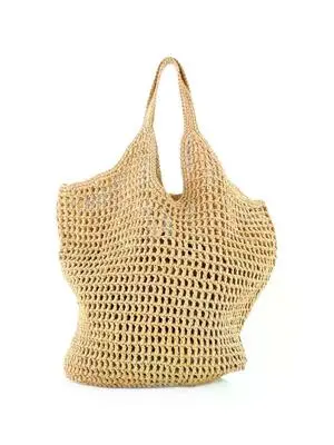 Prada Triangle Logo Tote Raffia Small Bucket Bag