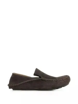 Loewe Rambla Driving Loafer In Suede Calfskin - Brown
