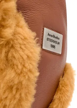 Acne Studios Shearling Trim Leather Trapper Hat