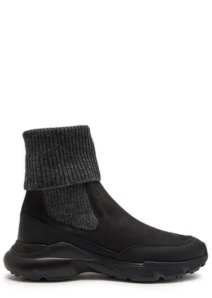 TOD'S Sport Run Nubuck Ankle Boots - Black
