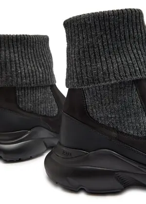 TOD'S Sport Run Nubuck Ankle Boots - Black