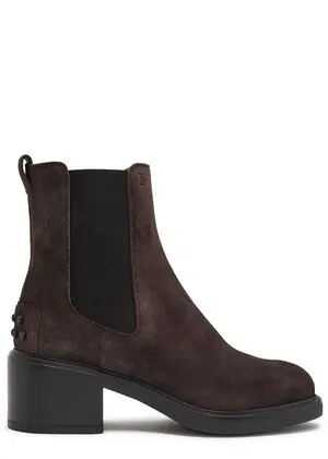 TOD'S Gomma 60 Suede Ankle Boots - Brown