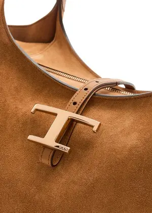 TOD'S T-plaque Suede Tote