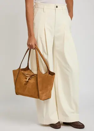 TOD'S T-plaque Suede Tote