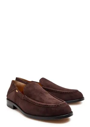 TOD'S Suede Loafers With Logo Plaque