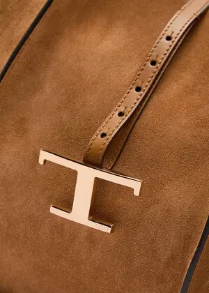 TOD'S T-plaque Suede Tote