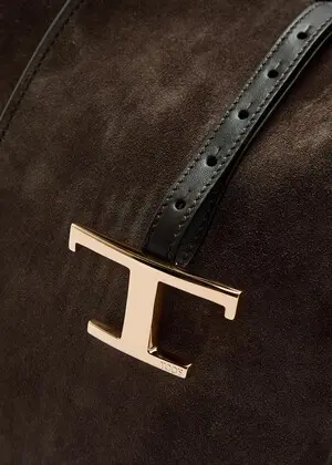 TOD'S T-plaque Suede Tote