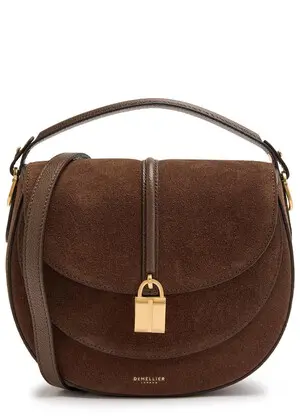 DEMELLIER Siena Leather And Suede Saddle Bag - Dark Brown