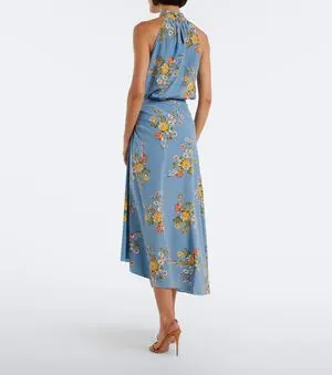 Veronica Beard Limani Ruched Floral Silk-blend Midi Skirt