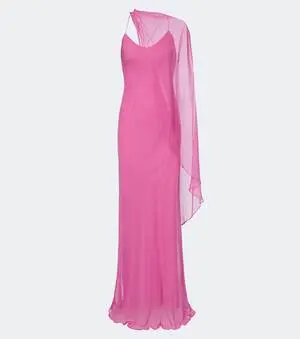 THE SEI Caped Silk Gown In Carnation