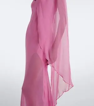 THE SEI Caped Silk Gown In Carnation