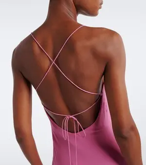 THE SEI Caped Silk Gown In Carnation