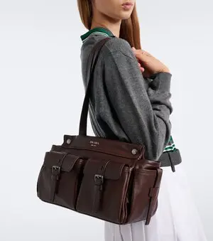 Prada Route Medium Leather Tote Bag