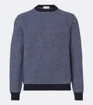 LARDINI Striped Wool And Cashmere Sweater - Blue