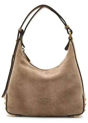 TOD'S Mini Suede Top Handle Bag - Moca