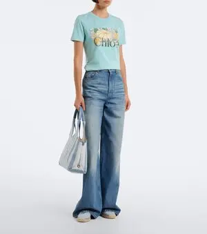Chloé Logo Printed Cotton Jersey T-shirt